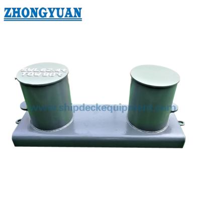 China Fabricated Double Bitt Mooring Bollard with Wide Base Plate | JIS F 2001 Type B for sale