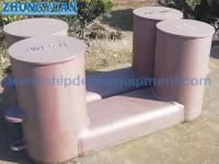 China Welded Steel Double Bitt Mooring Bollard | ISO 13795 Type A with Compact Base Plate for Ship Mooring and Towing for sale