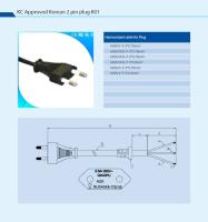 China High Quality KC Approved Korean Standard K01 2 Pin Plug Electric Supply dyer extension ac power cord Cable Production for sale
