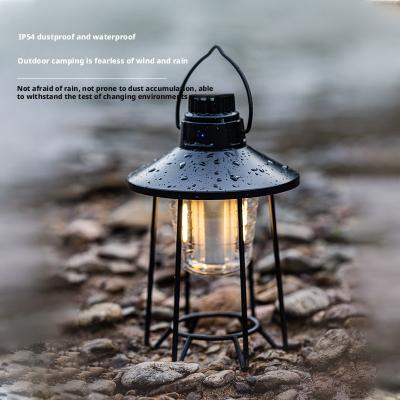 China Retro Design Outdoor Camping Lantern Usb Rechargeable Camping Light With Hook for sale
