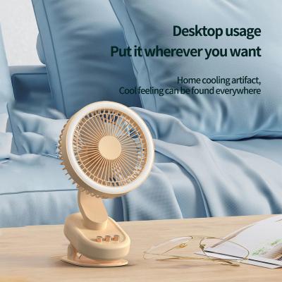 China 2000mAh Battery Portable Desk Fan with Light and USB Rechargeable for Home Office Ceiling Fan for sale