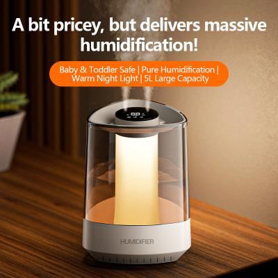 China 5L Double Nozzle Ultrasonic Air Humidifier 99.99% Sterilization For Bedroom Office for sale