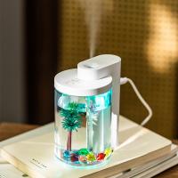 China Colorful LED Palm Tree Ultrasonic Humidifier with Humidistat Mini USB Plastic for Household Use for sale