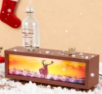 China Northern Europe Vintage Aroma Diffuser Real Wood Christmas Usb Flame Humidifier for sale