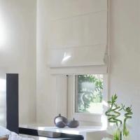 China Gray Roman Blind Curtains Electric Motorized Up Down For Living Room Bedroom for sale