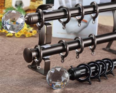 China 28mm Decorative Aluminum Poles Crystal Finials Curtains Rods Set for sale