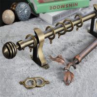 China Ready ship window decorative ball end cap metal 28mm diameter single curtain rods with curtain rod accessories for sale