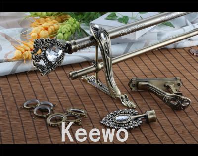 China Decoration Classical Designs Anti -Brass Gold Chrome Anti-Copper Sliver Finishing Metal Iron Curtain Rod for sale