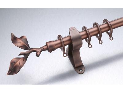 China Kenya Length 3m Leaf Antique Brass Finial Long Curtain Rods for sale