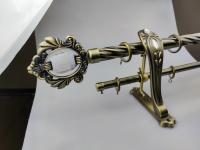 China Metal Telescopic Double Rail Curtain Pole Adjustable Sliver 25Mm 28Mm With Brackets for sale