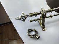 China Metal Telescopic Double Rail Curtain Pole Adjustable Sliver 25Mm 28Mm With Brackets for sale
