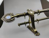 China Metal Telescopic Double Rail Curtain Pole Adjustable Sliver 25Mm 28Mm With Brackets for sale