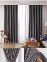 China Velvet Linen Light Grey Blackout Curtain Double Layer Simple Ring Style for sale