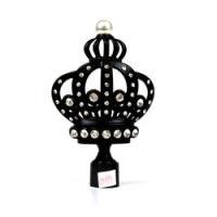 China 28mm Black Crown Decorative Curtain Finials With Electroplated for sale