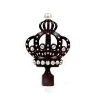 China 28mm Black Crown Decorative Curtain Finials With Electroplated for sale