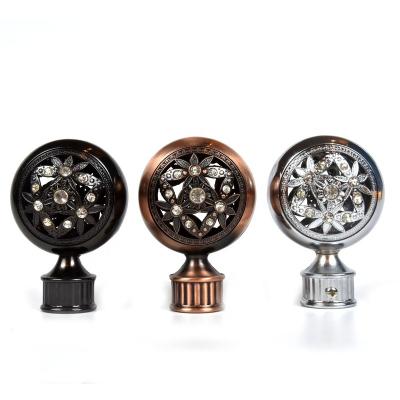 China factory directly wholesale sliver bronze color 28mm metal diamond crystal curtain finials in curtain rod accessories for sale