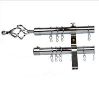 China Wall Mounted Decorative Curtain Pipe Rod Set Metal Sliver 28mm 25mm for sale