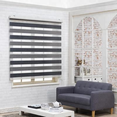 China Electric Roller Window Blinds Double Layer Transparent With Polyester Material for sale