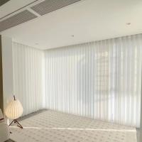 China Breathable Manual Semi Blind Curtains Anti Uv White Dream Vertical Cord Control for sale
