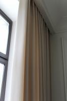 China Semi Blindness Office Curtain Drape Bedroom Bathroom Balcony Vertical Blinds Fabric Pull Curtain for sale