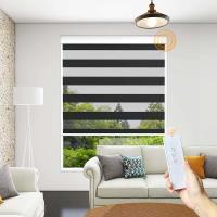 China Intelligent Electric Waterproof Black Zebra Curtain For Office Bathroom Project for sale