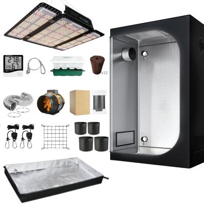 China 120x60x150cm Indoor Hydroponic Grow Tent Complete Kit 600d Mylar Metal Connectors for sale