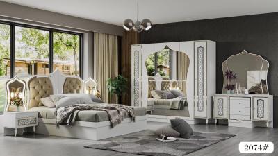 China Durable Ergonomic Bedroom Sets Furniture Wood Panel MDF PU Glass Material for sale