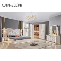 China Luxury Royal Modern Wood Frame Double King Size Bed Leather Headboard Home Classic Queen Wooden Full Bedroom Furniture for sale