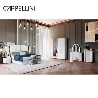 China Modern Villa White Wooden King Size Bed Bedroom Sets Home Double Queen Luxury Wood Full Bedroom Furniture Set for sale