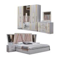 China Foshan Wholesale Wood Frame Double Leather King Size Bed Suite Home Wooden Queen Full Cheap Modern Luxury Bedroom Furniture Set for sale