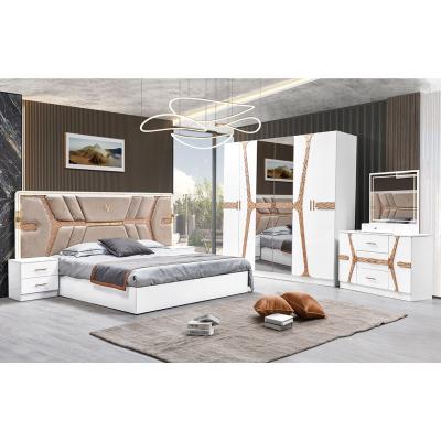 China Turkish Luxury Style Wooden Frame King Size Bed Set Led Headboard Modern Classic Full Home Wood Bedroom Sets Furniture for sale