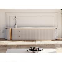 China Simple Design Living Room White Wood TV Stand Home Furniture Storage Modern Modern Wooden Marble Slate Top TV Cabinet for sale