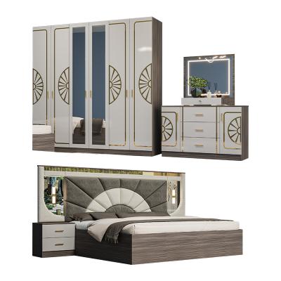 China Chambre a Coucher Complet De Luxe Bedroom Sets Modern Luxury king Size Bed Double Home Room Wooden Frame Bedroom Furniture Set for sale