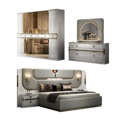China Turkish Style Luxury Wooden King Size Bedroom Sets Double Upholstered Bed Room Modern Wood Frame Full Home Bedroom Furniture Set for sale
