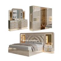 China Modern king Size Luxury Furniture Bedroom Sets Wooden Frame Classic Double Bed Room Wood Complete Home Bedroom Furniture Set for sale
