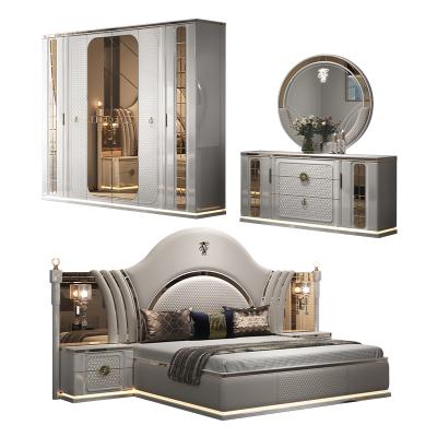China High Quality Modern Luxury Bedroom Sets Furniture Leather Double Bed Room Home Wooden Frame Full king Size Bedroom Furniture Set for sale