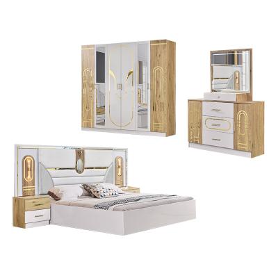 China Foshan Wholesale King Size Bedroom Sets Furniture Wood Double Bed Modern Luxury Wooden Frame Full Home Bedroom Furniture Set for sale