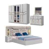 China China Wholesale Cheap Wooden MDF king Size Bed Set 5 Pieces Double Room Modern Luxury Wood Frame Bedroom Sets Furniture for sale