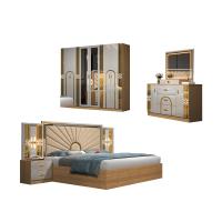 China China Wholesale Cheap Wooden MDF king Size Bed Set 5 Pieces Double Room Modern Luxury Wood Frame Bedroom Sets Furniture for sale