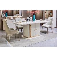 China Modern Luxury Home Wooden Dining Table and Chairs Set 6 Seater Furniture White Complete Wood Dining Room Sets for sale