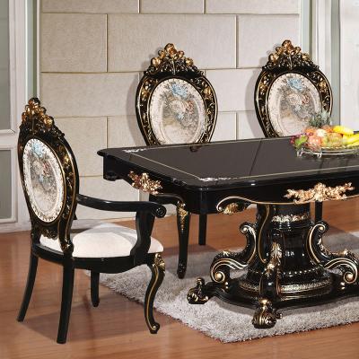 China European Classic Style Luxury Dining Table Set 6 Seater Chairs Complete Home Antique Wooden Large Dining Room Sets Furniture for sale