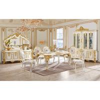China European Style Classic Royal Luxury Dining Room Sets Furniture Antique Gold Complete Large 6 8 Seater Wooden Dining Table Set for sale