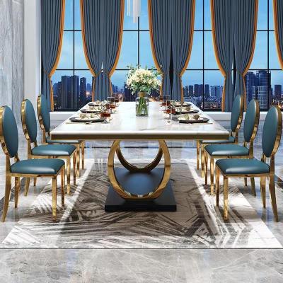 China Modern Design Complete Luxury Dining Table Set 8 Seater Dining Room Furniture White Marble Top Luxury Dining Table Set for sale