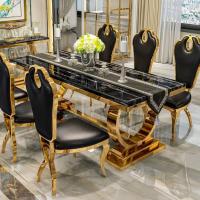 China European Style Royal Luxury Wood Dining Table Turkish Royal Style Metal Luxury Dining Table and Chairs Set 6 Seater Furniet 8 Seater Chairs Home Furniture Dining Room Large Classic Wooden Dining Table for sale