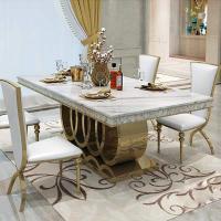 China Modern Design Royal Metal Dinning Table and Chair Set 6 Seater Home Furniture Dining Room Gold Luxury Marble Dining Table for sale