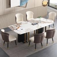 China Modern Design Royal Metal Dinning Table and Chair Set 6 Seater Home Furniture Dining Room Gold Luxury Marble Dining Table for sale