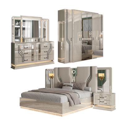China Turkish Style Modern Adult Room Double Bed Suite Home Storage Wooden Frame Luxury King Size Complete Bedroom Furniture Set for sale