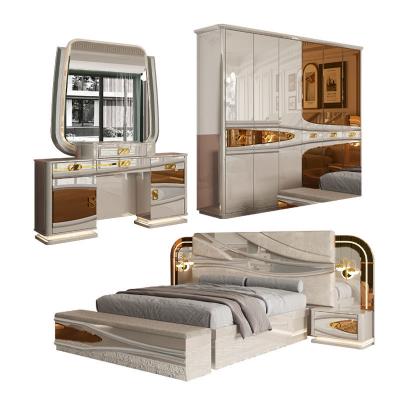 China Wholesale Modern Complete Luxury Bedroom Sets Wood Double Bed Room Turkish Royal Wooden Frame Full Home Bedroom Furniture Set for sale