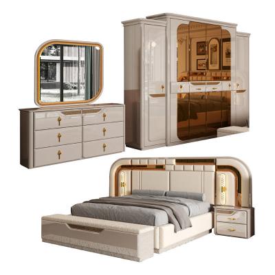 China European Style Royal Luxury Bedroom Sets Modern Double Bed Home Storage Wooden Frame Complete king Size Bedroom Furniture Set for sale