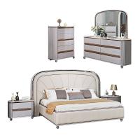 China Contemporary Luxury Leather Double Bed Complete Bedroom Sets Master Room Wooden Frame Modern King Size Bedroom Furniture Set for sale
